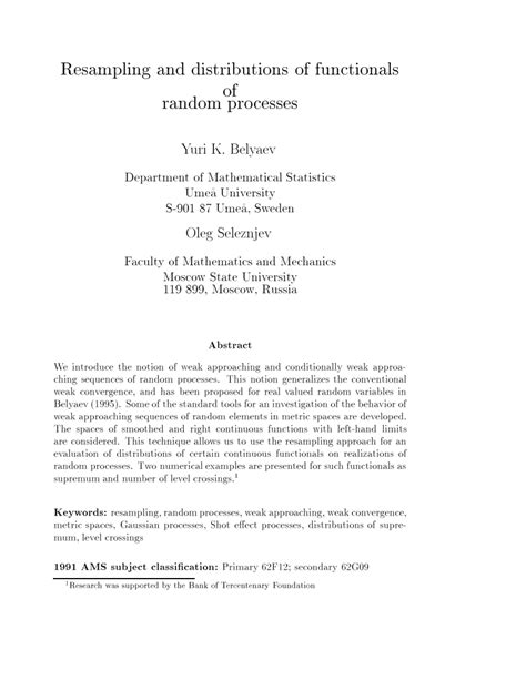 pdf resampling and distributions of functionals of random processes
