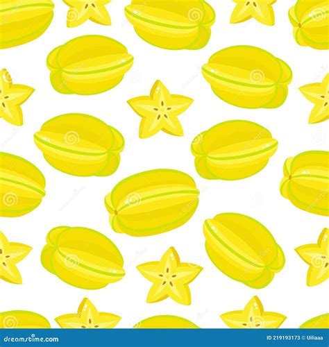 Carambola Isolated On A White Background Set Realistic Fruits Macro