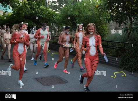 London Uk Th Aug Fundraisers Take Part In The Streak For
