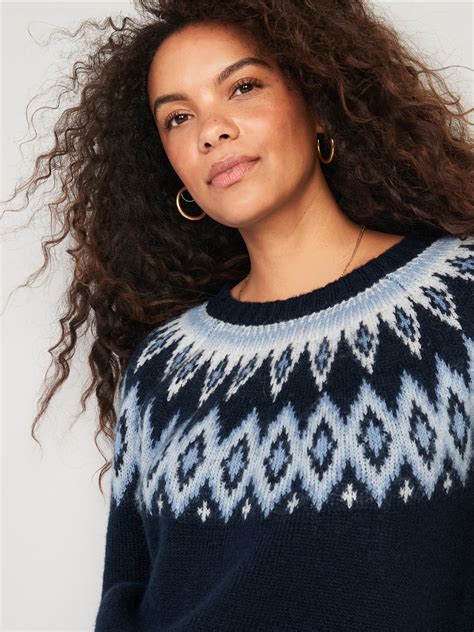 Fair Isle Cozy Shaker Stitch Pullover Sweater Old Navy