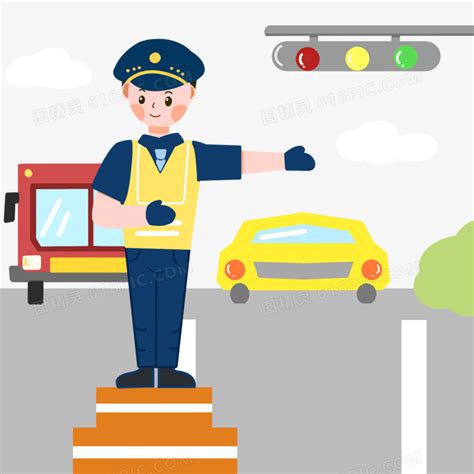 手绘交通安全交警免抠素材图片免费下载 PNG素材 编号zq9iq4xxm 图精灵