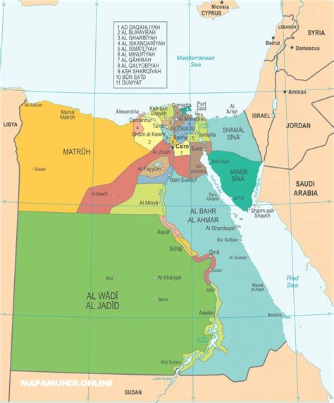 Mapa de Egipto Político Físico Para Imprimir 2022
