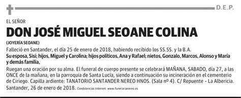 Esquela De DON JOSE MIGUEL SEOANE COLINA Esquela Esquela En El