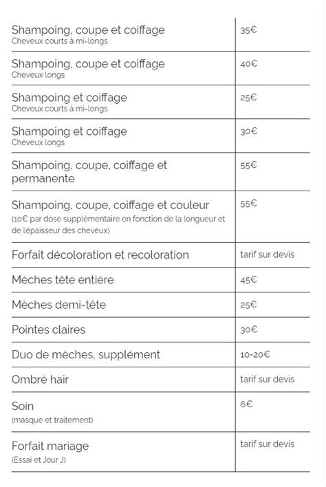 Tarifs de votre Coiffeur Visagiste à Pontoise Espace Coiffure