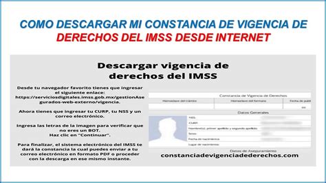Como Descargar Mi Constancia De Vigencia De Derechos Del IMSS Desde