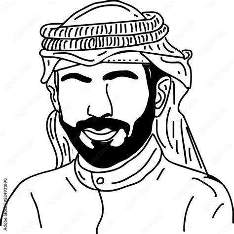 Arab Man Cartoon Avatar Muslim Arab Man Sketch Drawing Islamic Man