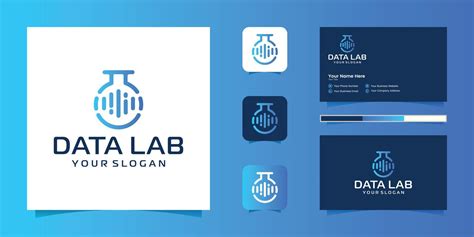 digital laboratorio logo modelo químico matraz vaso píxel datos