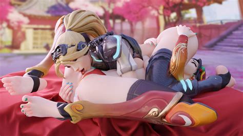 Wallpaper Mercy Widowmaker Fatale Overwatch Cunnilingus Lesbian