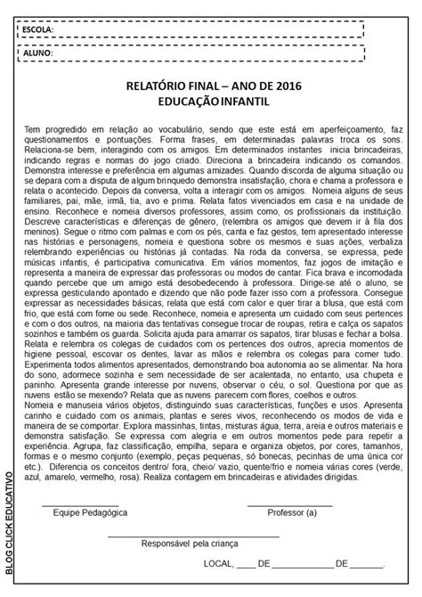 1 jul 2019 modelo de parecer descritivo para educação infantil