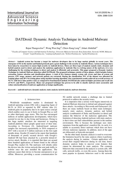 pdf datdroid dynamic analysis technique in android malware detection