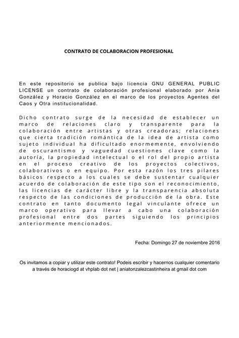 Modelo de contrato de colaboración profesional Modelos de Contrato