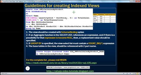 Indexed Views In Sql Server Part Youtube