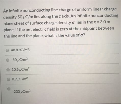 Solved An Infinite Nonconducting Line Charge Of Uniform Chegg