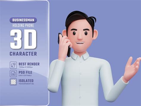 Retrato 3d de un hombre de negocios que tiene una conversación