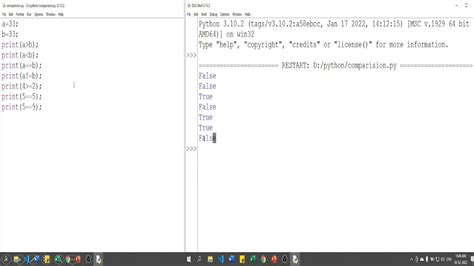 Comparison Operators In Python Relational Operator Python Tutorial