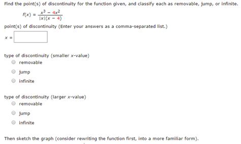 solved find the point s of discontinuity for the function