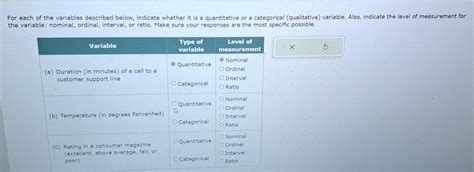 Solved For Each Of The Variables Described Below Indicate Chegg