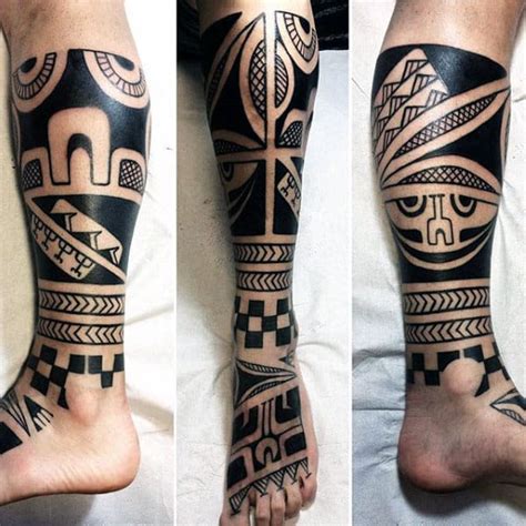 60 Tribal Leg Tattoos For Men Cool Cultural Design Ideas