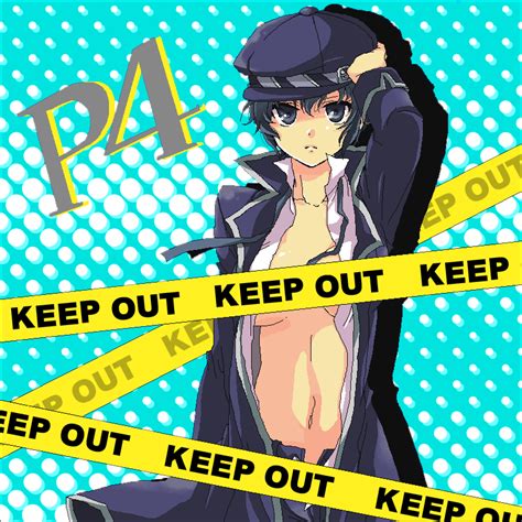 Safebooru Bad Id Blue Eyes Blue Hair Caution Tape Hat Keep Out Mosse Mossu No Bra Open Clothes