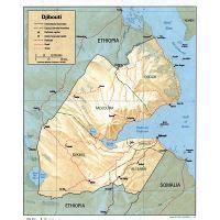 Detailed Elevation Map Of Djibouti With Roads And Cities Djibouti
