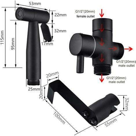 Douchette WC Acier Inoxydable Kit Douchette Toilette Noir