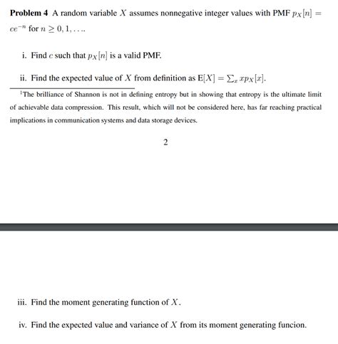 solved problem 4 a random variable x assumes nonnegative