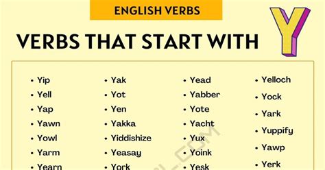 66 Examples Of Verbs That Start With Y In English 7ESL