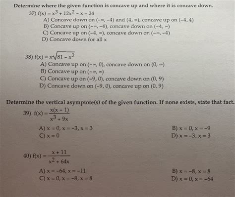 solved determine where the given function is concave up and