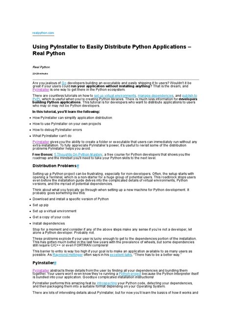 using pyinstaller to easily distribute python applications real python pdf command line