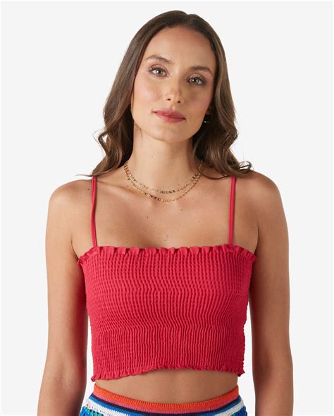 Riachuelo Top Cropped Feminino Al A Fina Lastex Rosa Pink Pool By