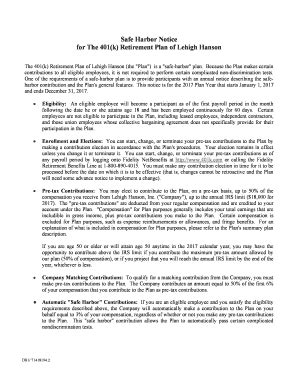 Fillable Online Safe Harbor Notice Fax Email Print PdfFiller