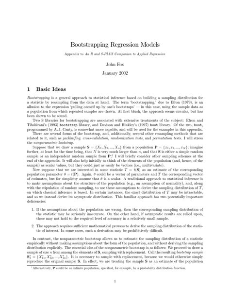 bootstrapping regression models 1 basic ideas pdf bootstrapping statistics resampling