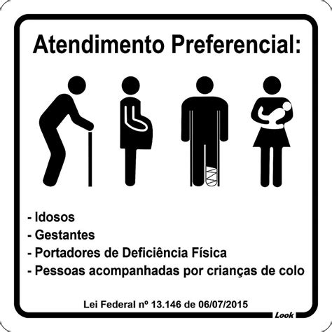 Placa de Sinalização de Aviso Atendimento Preferencial Look Placas de