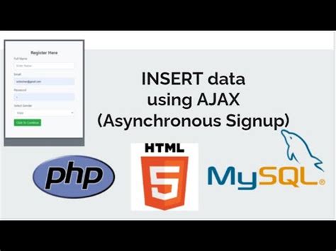 How To Insert Data To Database Using Ajax Asynchronous Signup