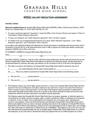 Fillable Online 403 B Salary Reduction Agreement Bay Bridge