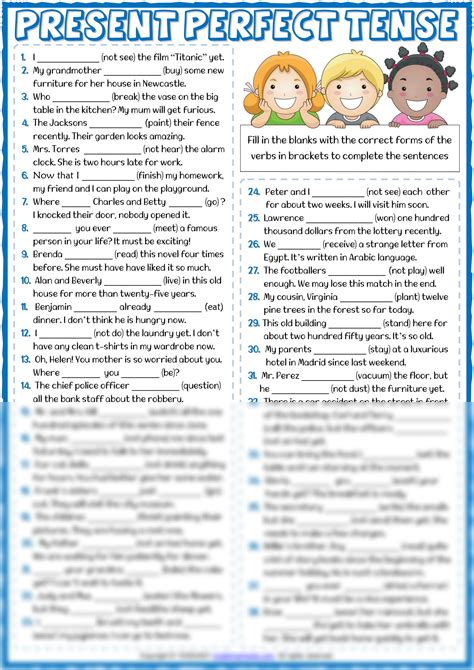 SOLUTION Present Perfect Tense Esl Printable Gap Fill Exercise