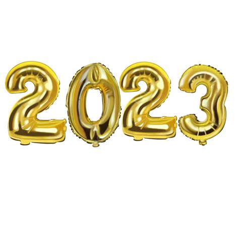 Gambar Tahun Baru 2023 Dengan Belon Warna Emas Baru Tahun Cuti PNG