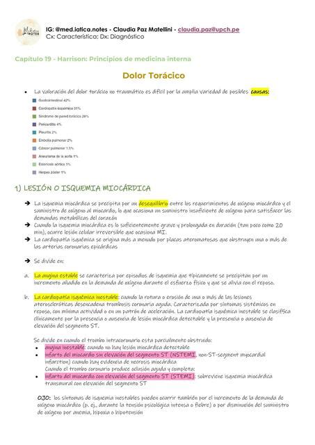 Resumen Cap Tulo Dolor Tor Cico Harrison Principios De Medicina