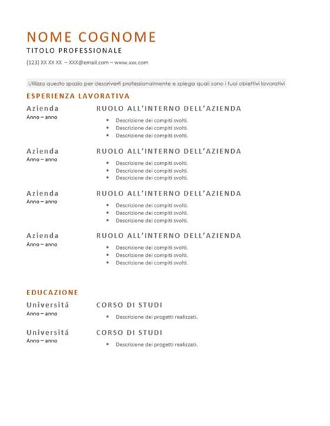 Formato Curriculum Da Compilare