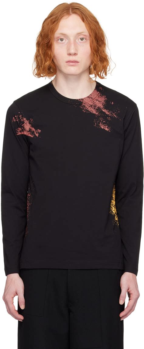 Comme des Garçons Shirt Black Printed Long Sleeve T Shirt SSENSE