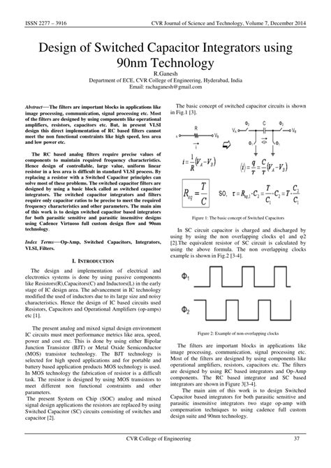 pdf design of switched capacitor integrators using 90nm technology