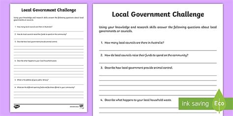Local Government Challenge Worksheet Teacher Made Twinkl