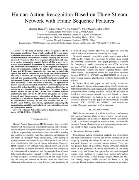 pdf human action recognition based on three stream network with frame sequence features