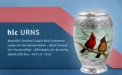 HLC Beautiful Cardinal Couple Bird Cremation Large Urn For Human Ashes