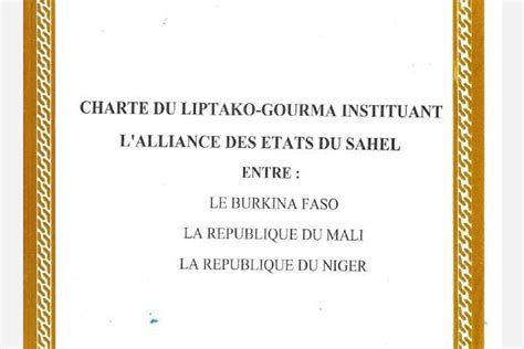 Alliance des États du Sahel voici le contenu de la charte Liptako