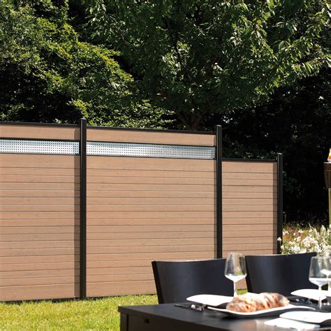 TraumGarten Sichtschutzzaun SYSTEM WPC CLASSIC Zaunfeld Set Mandel