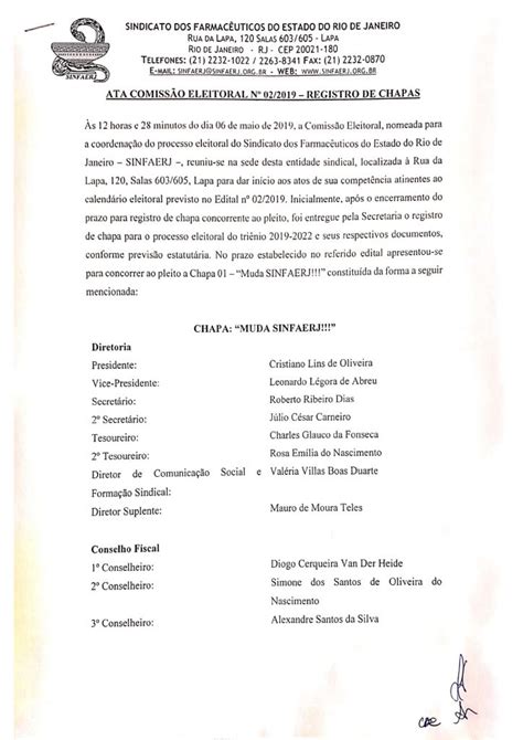 Ata Comiss O Eleitoral De N Sinfaerj