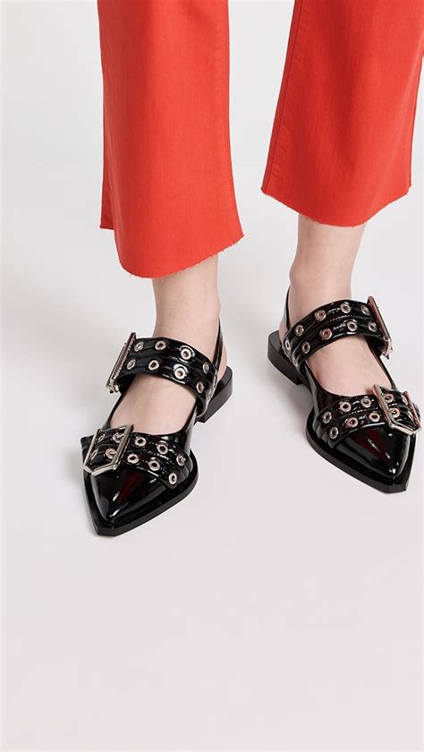 GANNI Wide Welt Buckle Ballerina Flats Shopbop