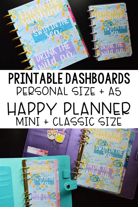 Free Printable Planner Dashboards Summer Ocean Theme Planning Inspired