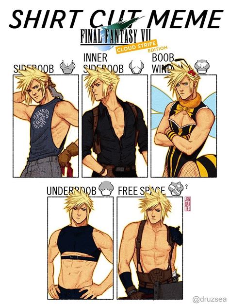 Final Fantasy Cloud Strife Ff7 Fantasy Series Cut Shirts Comic